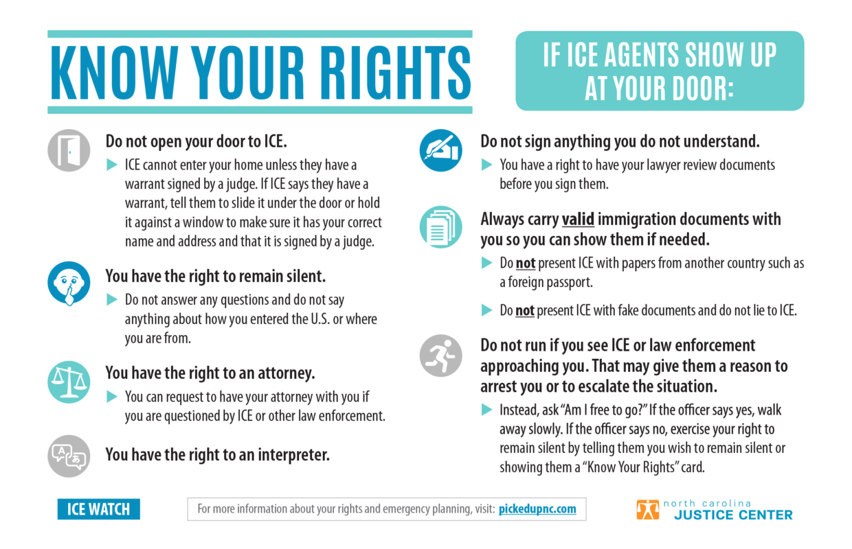Know Your Rights: If ICE Agents Show Up at Your Door – North Carolina ...
