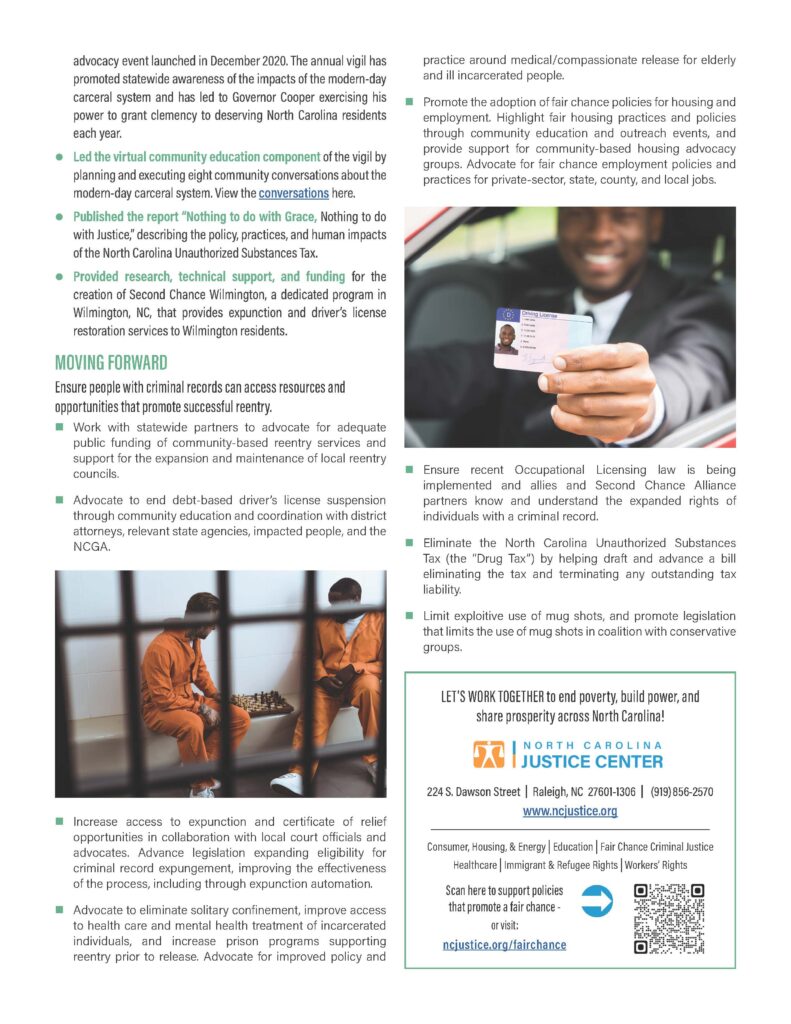 OVERVIEW – FAIR CHANCE CRIMINAL JUSTICE – North Carolina Justice Center