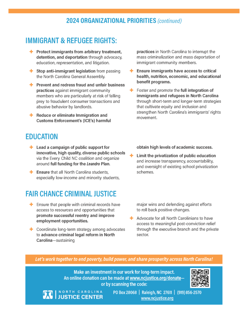 2024 NC Justice Center Organizational Priorities – North Carolina ...
