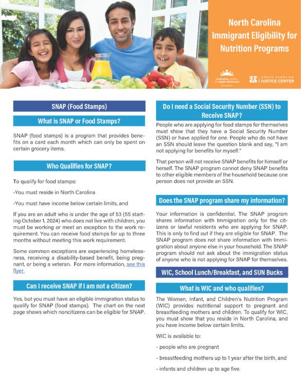 North Carolina Immigrant Eligibility for Nutrition Programs – North ...