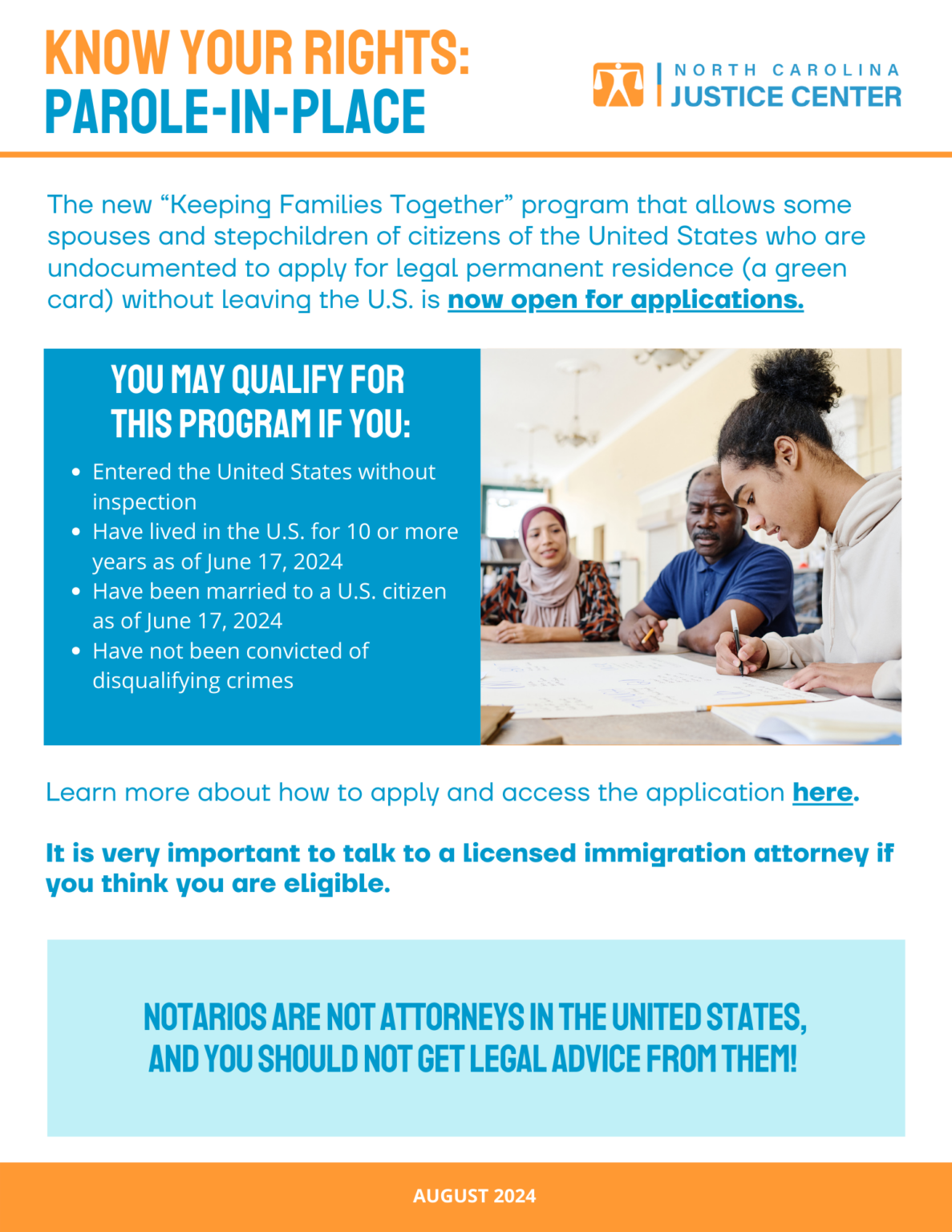 Know Your Rights: Parole-in-place – North Carolina Justice Center