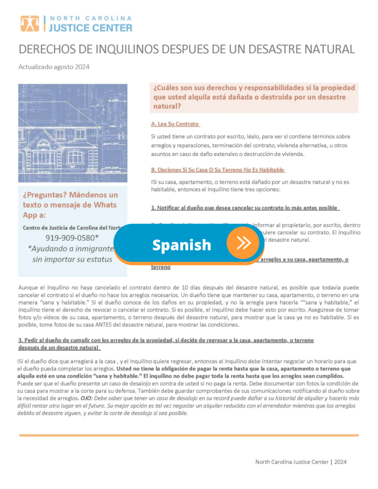 Resources for Natural Disasters – North Carolina Justice Center